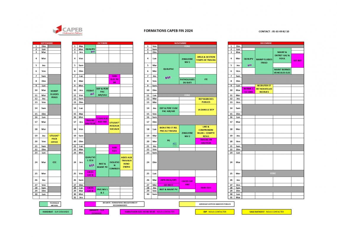 Le catalogue des formations du 2eme semestre 2024 est disponible ・ CAPEB